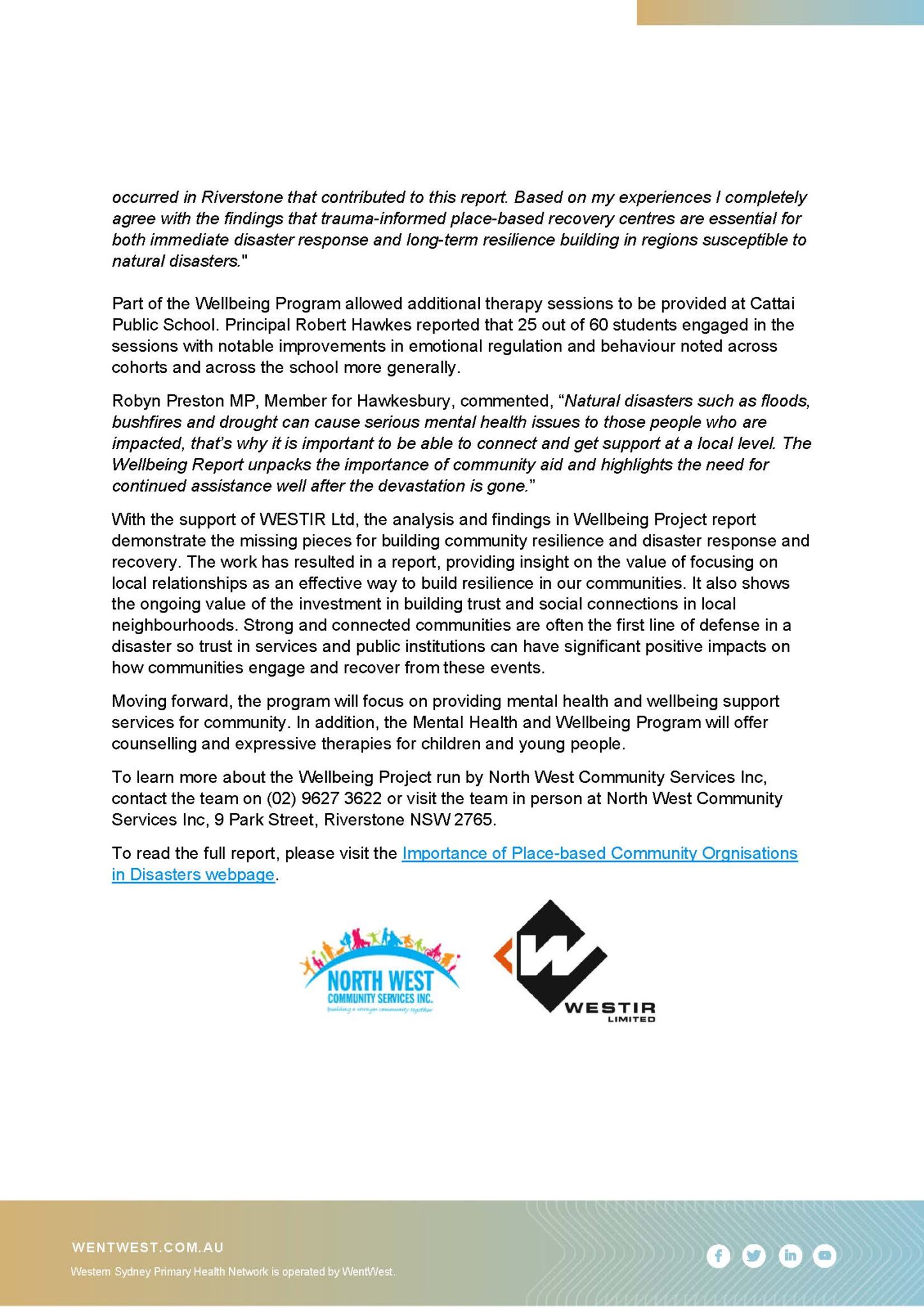 North West Wellbeing Project – North West Community Services Inc.